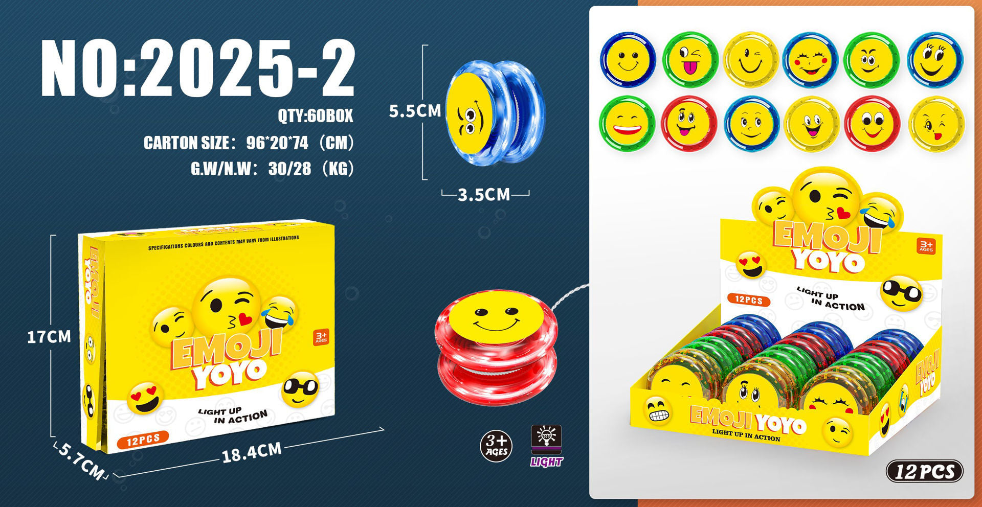 Expression Emoji Yo-Yo Pdq 12Pcs – TOYS 4 LESS