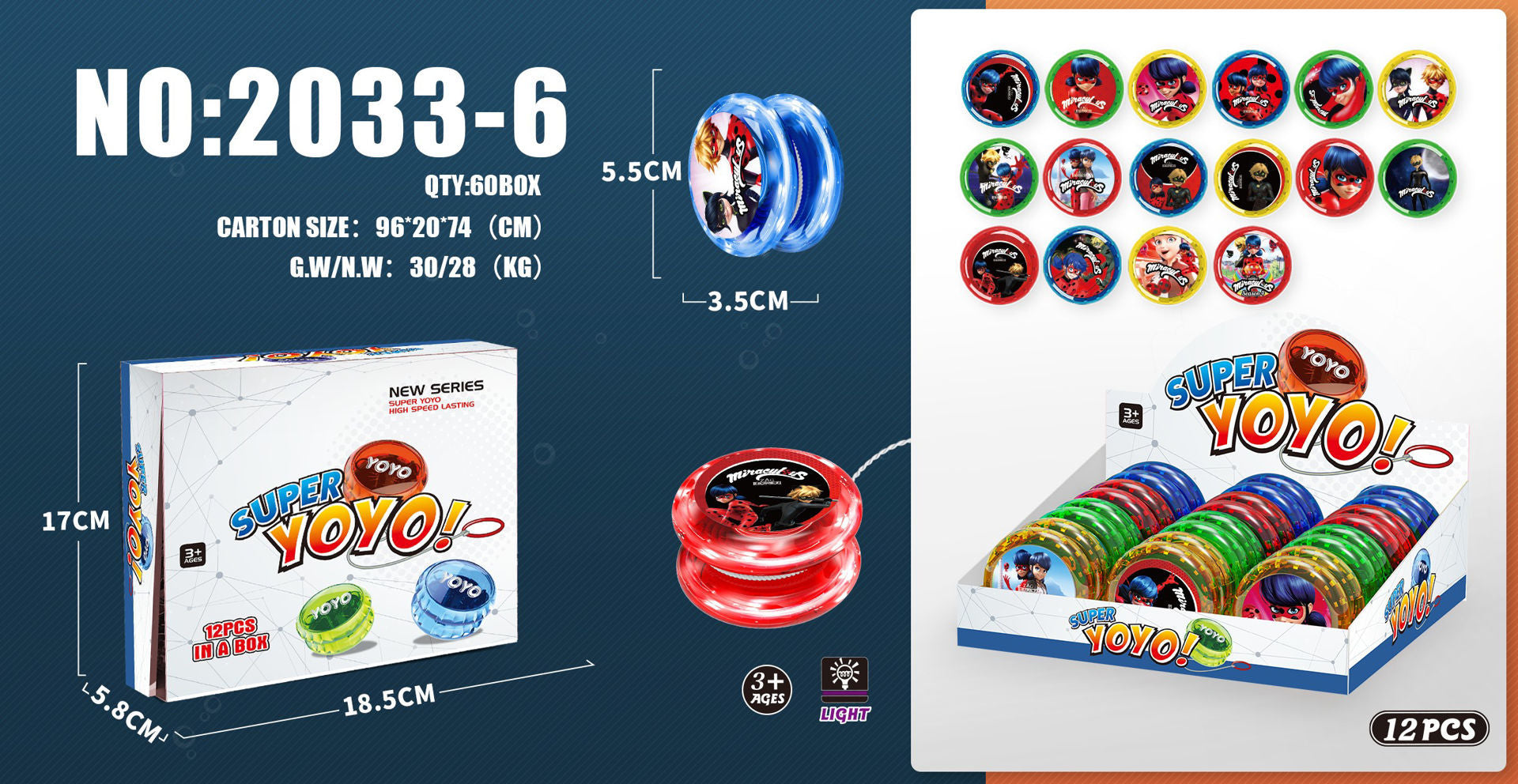 Yo-Yo Miraculous Pdq 12Pcs – TOYS 4 LESS