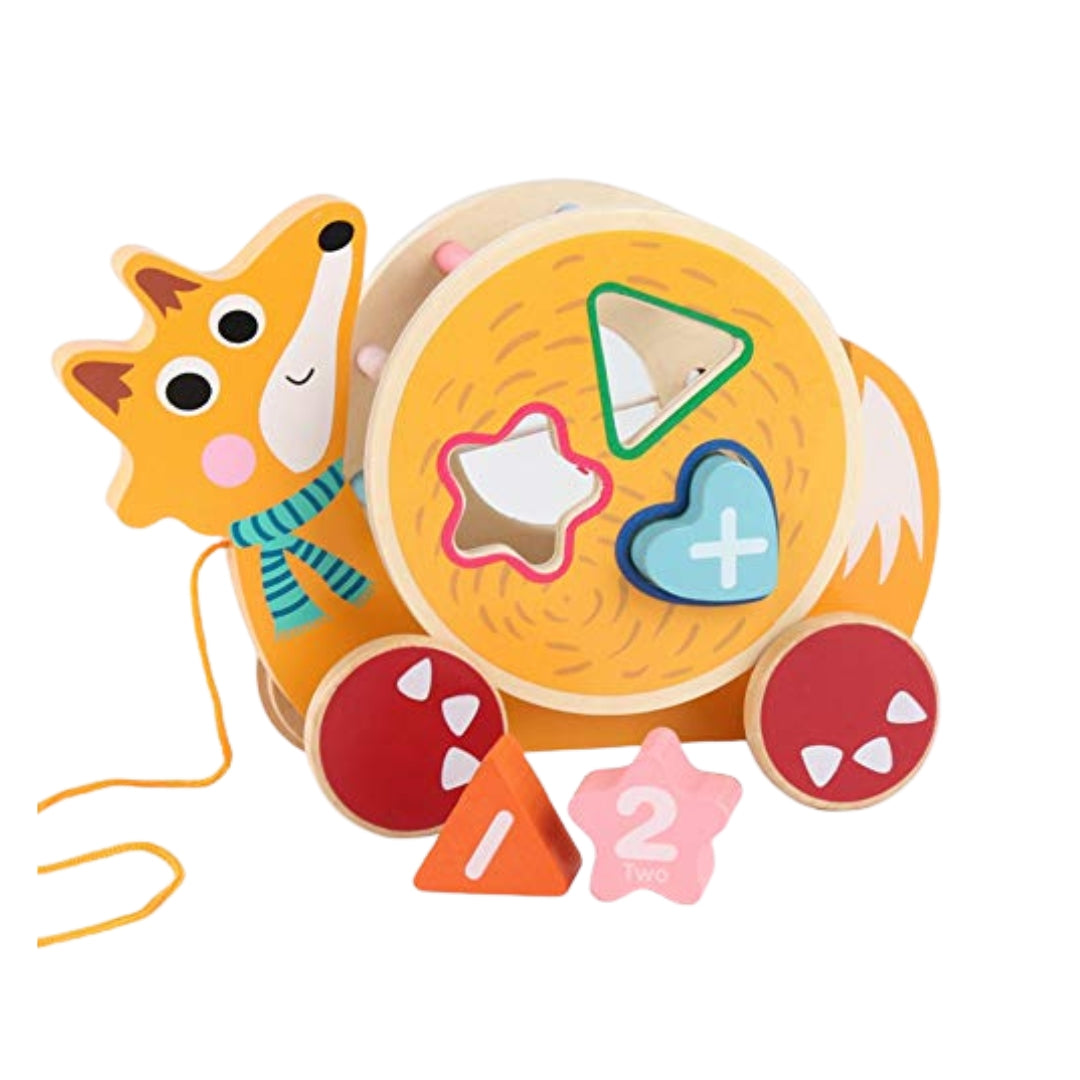 Wooden Fox Pull-Along Shape Sorter Toy – TOYS 4 LESS